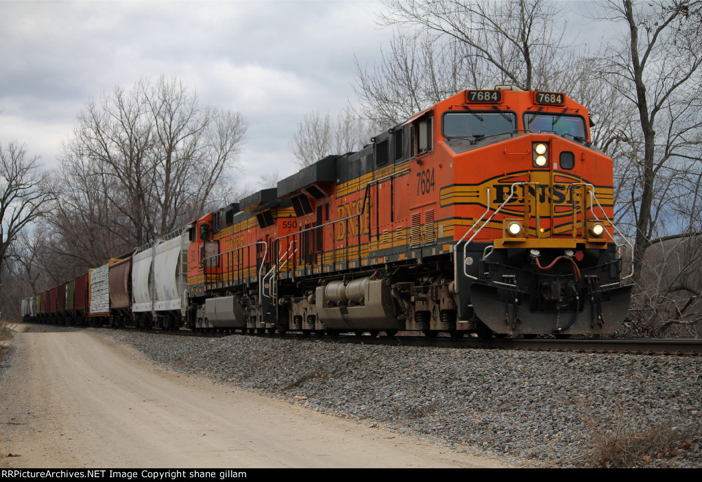 BNSF 7684 Heads up a SB freight train.